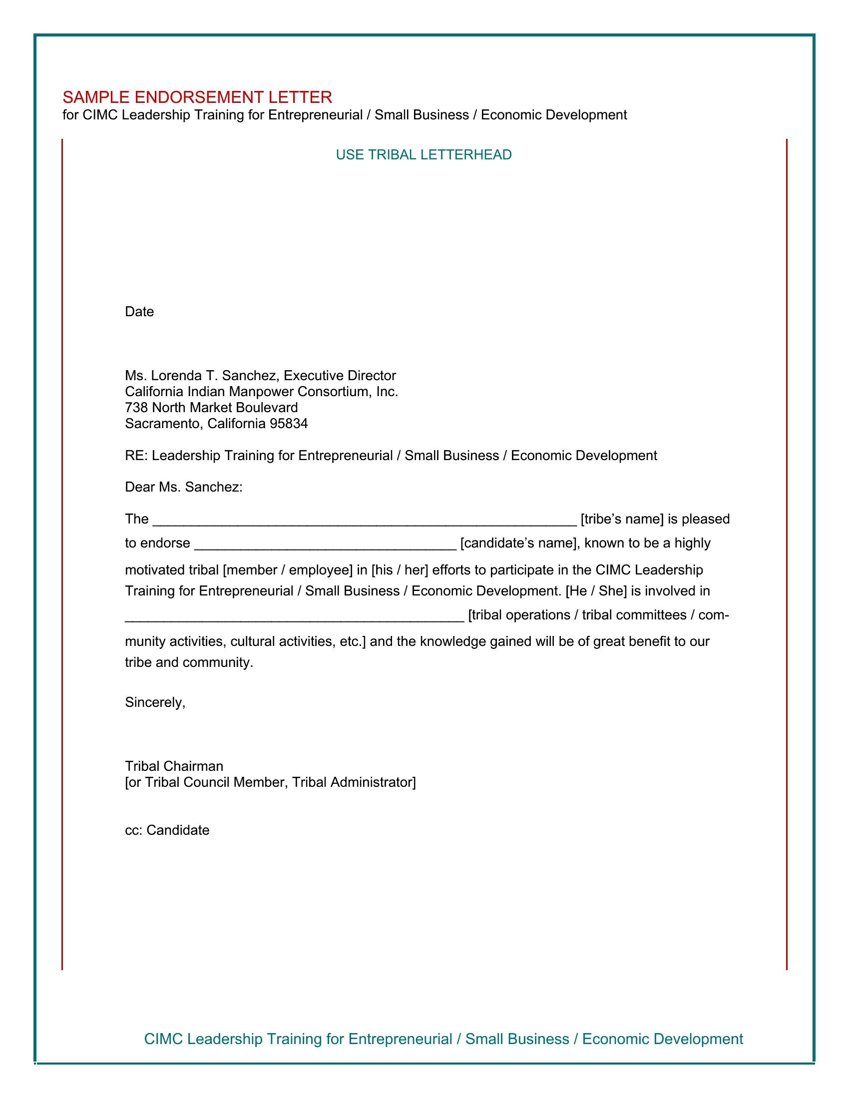 Endorsement Letter Template Spark Premium Template Template Spark