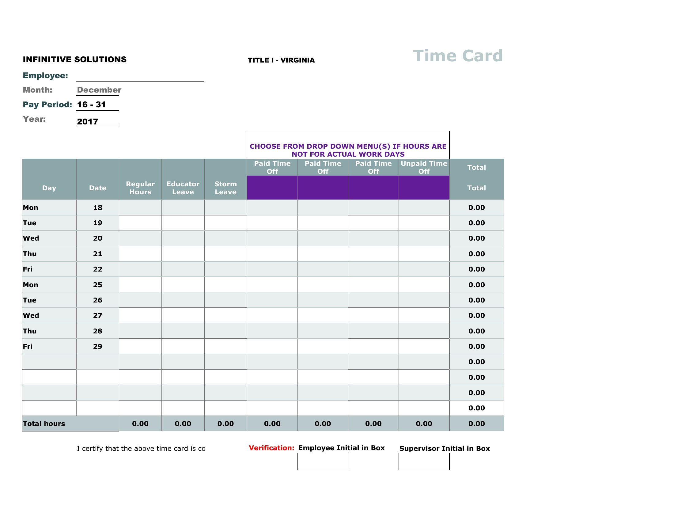 Time Card Template Spark Premium Template Template Spark