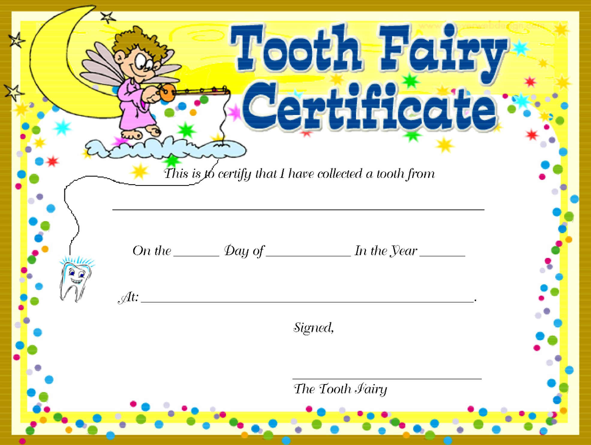 Tooth Fairy Certificate Template Spark Premium Template